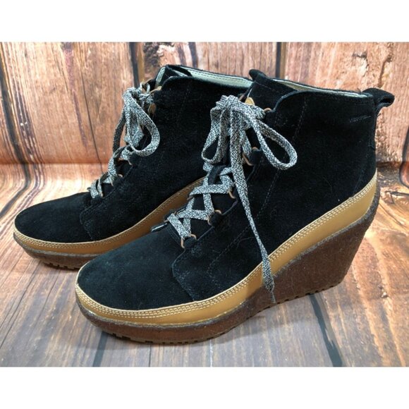 Merrell | Shoes | Merrell Tremblant Wedge Black Suede Leather Lace Up ...